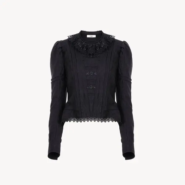 Chloé Baroque Fitted Jacquard And Lace Jacket - Black
