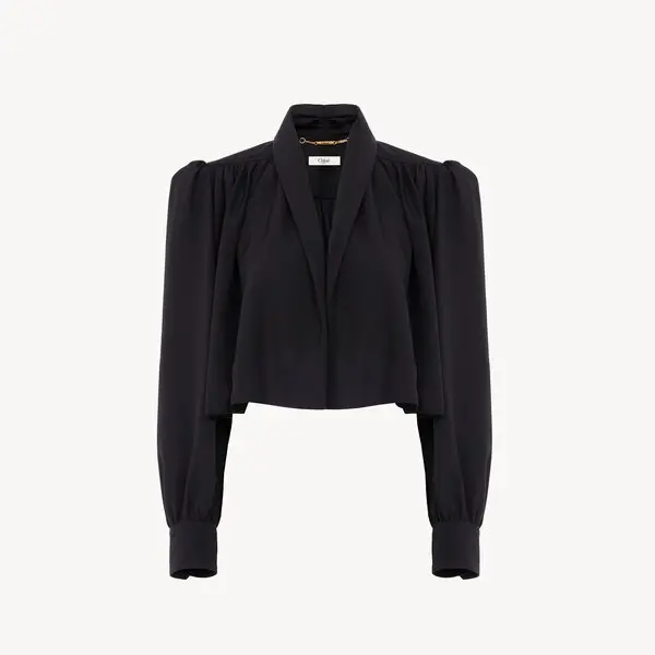 Chloé Gathered Cropped Jacket In Washed Faille