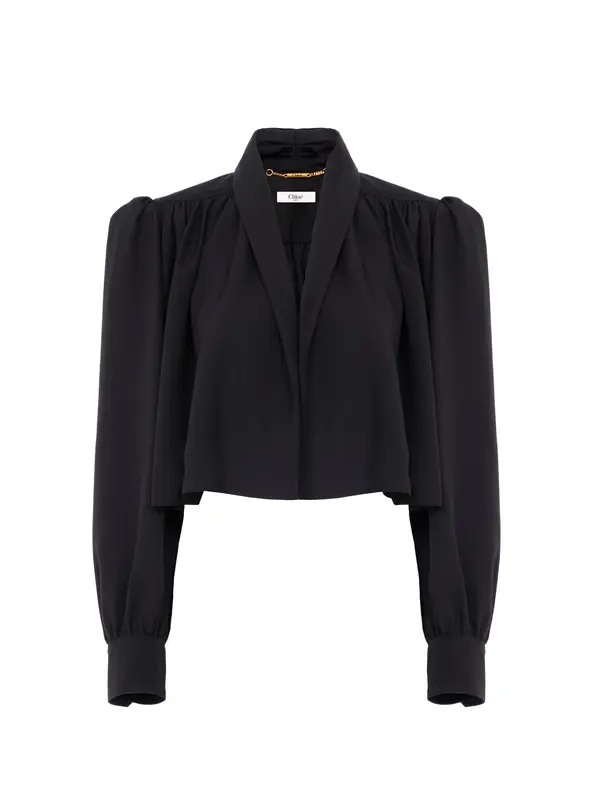 Chloé Gathered Cropped Jacket In Washed Faille - Black