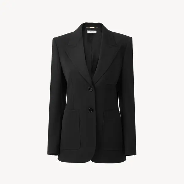 Chloé Single-breasted Tailored Jacket In Wool Grain De Poudre