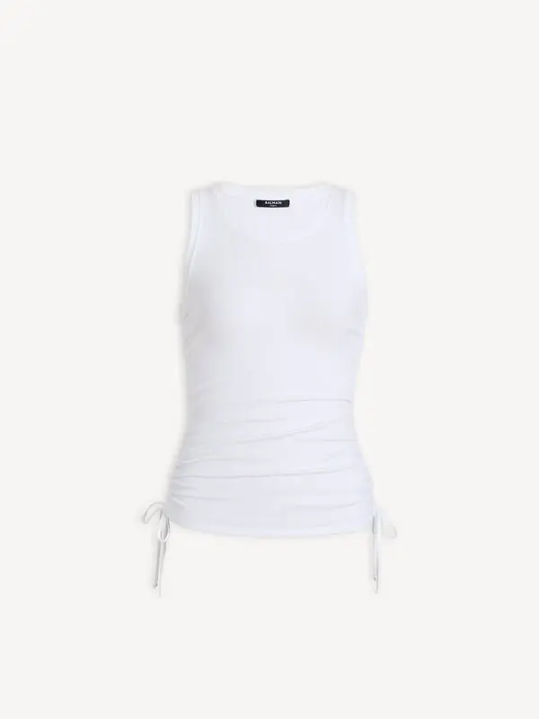 Balmain Draped Ribbed Tank Top