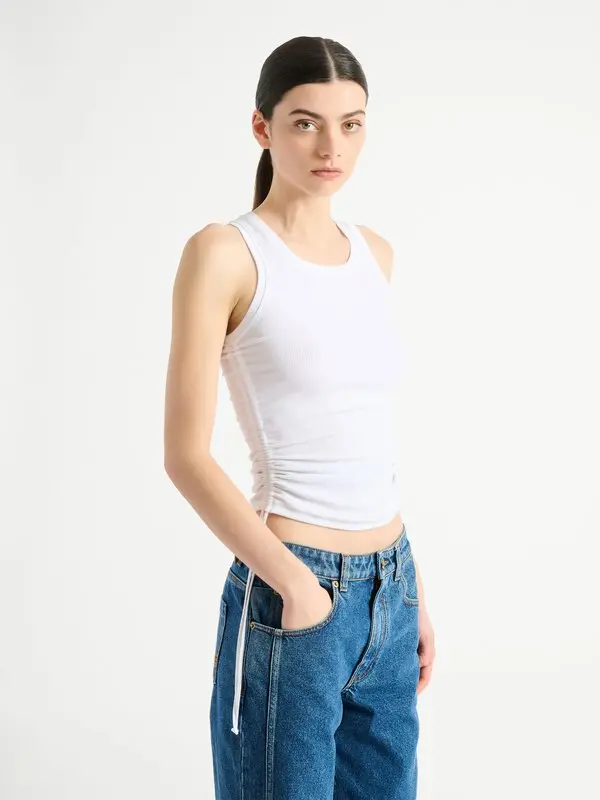 Balmain Draped Ribbed Tank Top