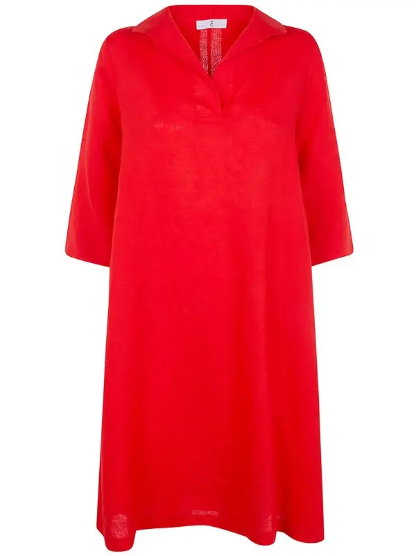 WHYCI Long Sleeve High Neck Dress - Red