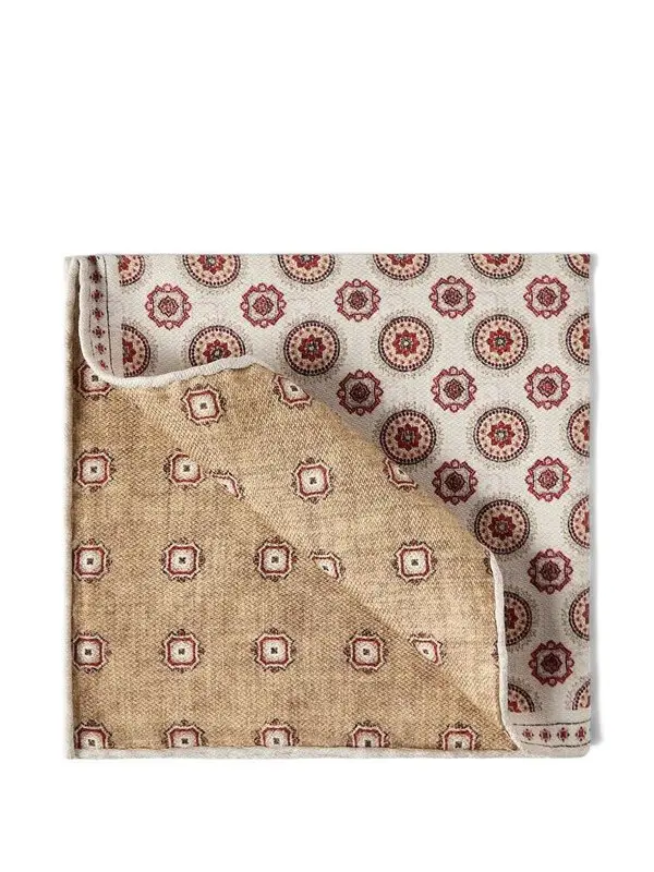 Brunello Cucinelli Sciarpa In Seta "pocket Square - Beige