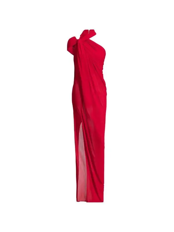 Balmain Jersey Crepe Draped Maxi Dress