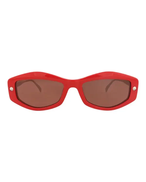 Alexander McQueen Squareframe Recycled Acetate Sunglasses Red Silver Brown