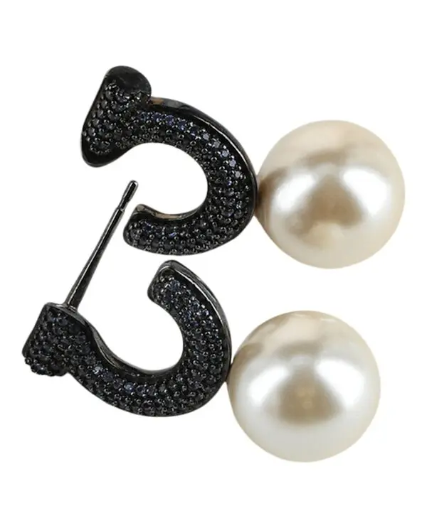 FERRAGAMO Blue Gancini Faux Pearl Stud Earrings - Multicolor