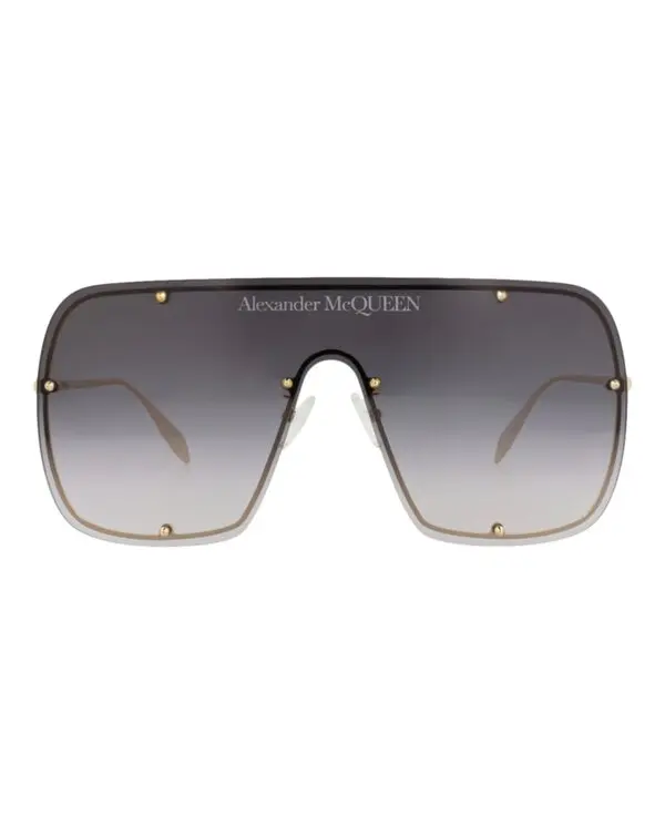 Alexander McQueen Shieldframe Metal Sunglasses Gold Gold Grey - Multicolor