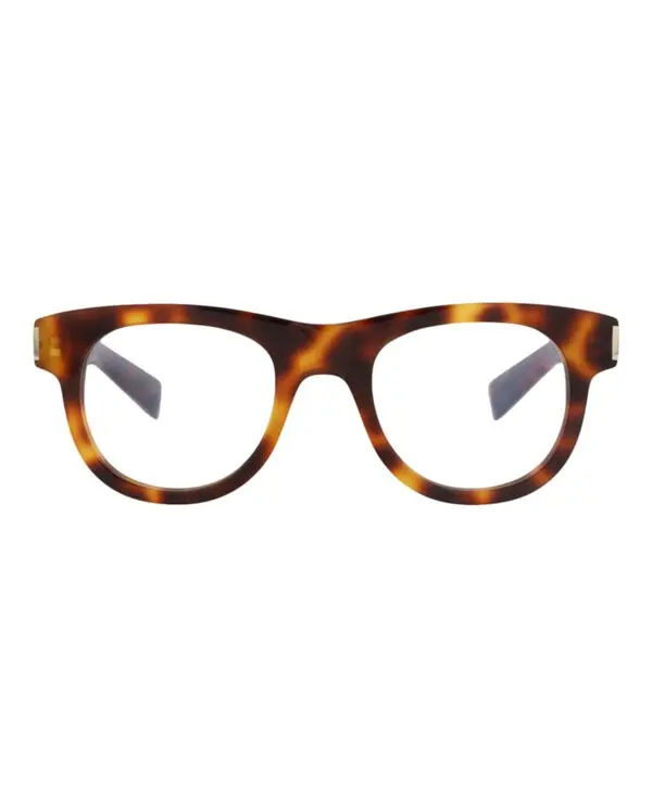 Saint Laurent Roundframe Recycled Acetate Optical Frames Havana Havana Transparent
