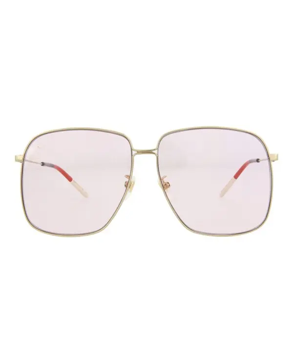 Gucci Squareframe Metal Sunglasses Gold Gold Pink - Multicolor