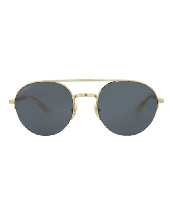 Gucci Roundframe Metal Sunglasses Gold Gold Grey - Multicolor