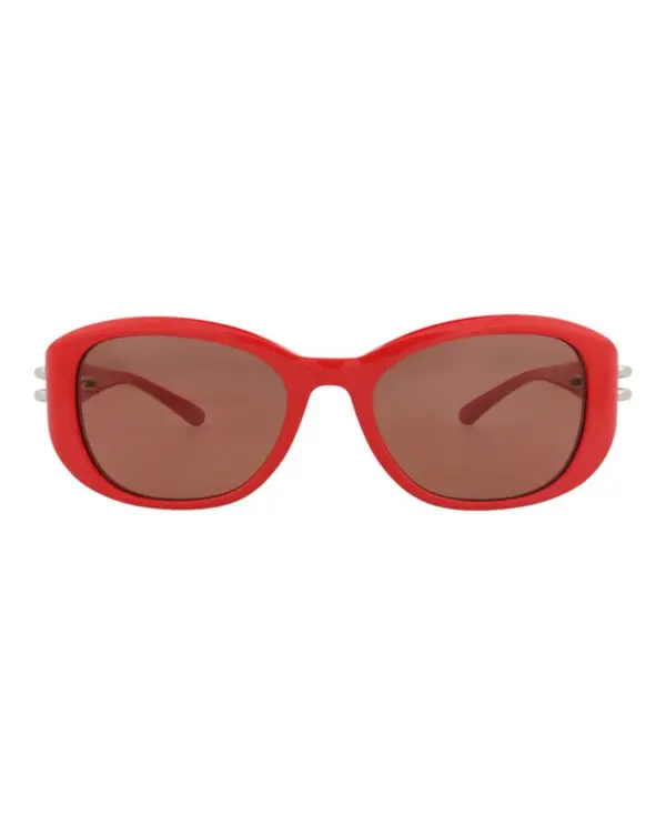 Alexander McQueen Roundframe Recycled Acetate Sunglasses Red Red Brown
