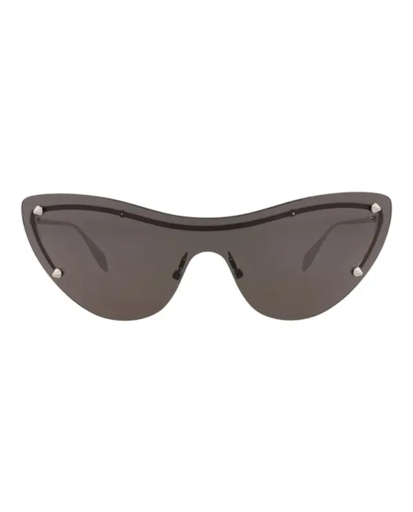 Alexander McQueen Cat Eyeframe Metal Sunglasses Silver Silver Grey