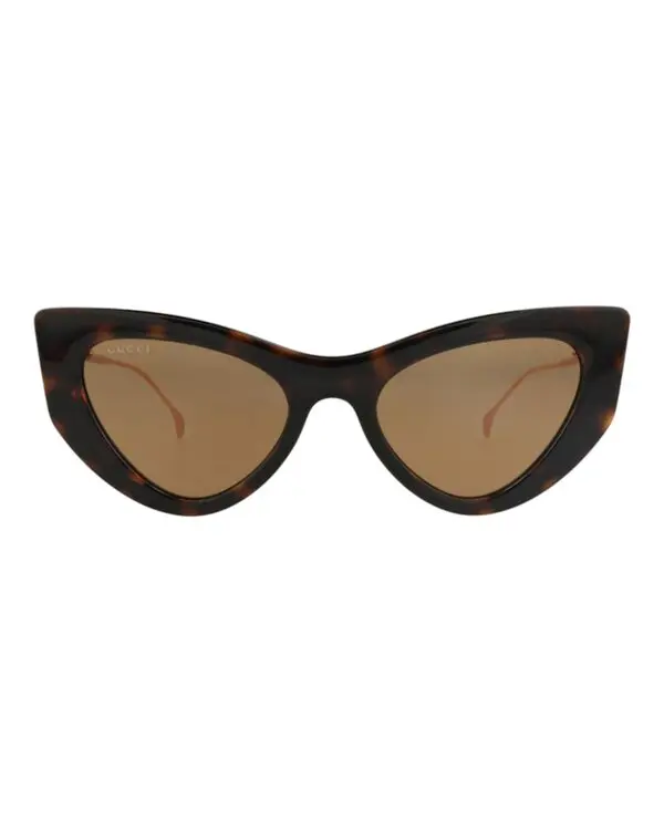 Gucci Cat Eyeframe Injection Sunglasses Havana Gold Brown - Multicolor