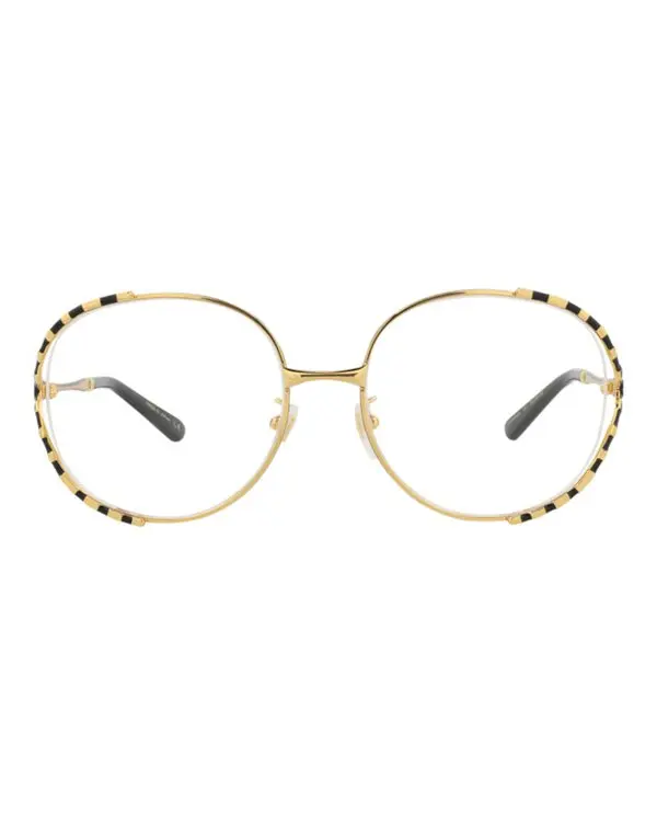 Gucci Roundframe Metal Optical Frames Gold Black Transparent - Multicolor