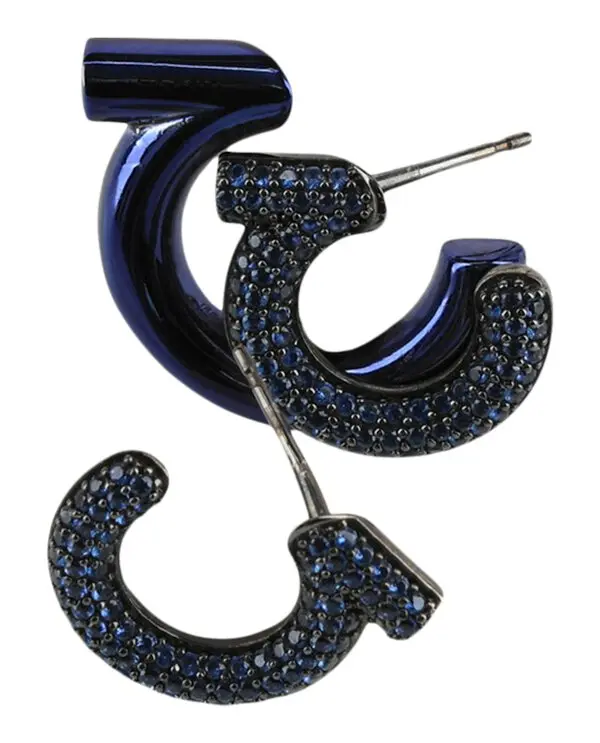 FERRAGAMO Blue Crystalembellished Gancini Halfhoop Earrings - Multicolor