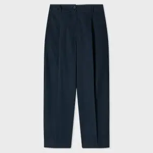 Paul Smith Navy Cotton Pleated Trousers