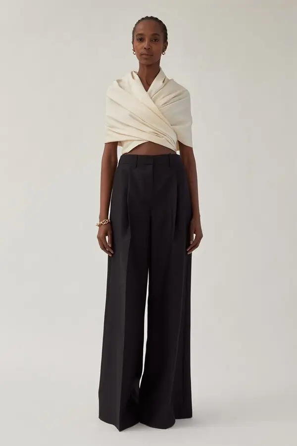 HEIRLOME Laurence Wide-leg Pleat Tailored Trousers - Black