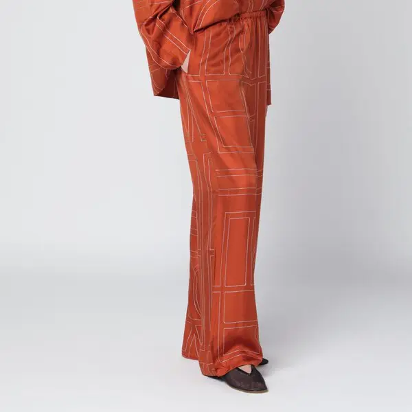 TOTEME Monogram Silk Pajama Trousers - Orange