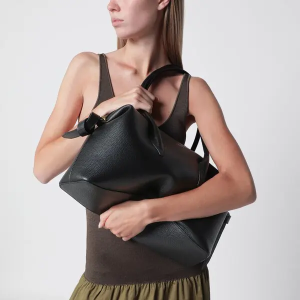Yuzefi Brioche Duffle Bag In Pebble-grained Leather - Black