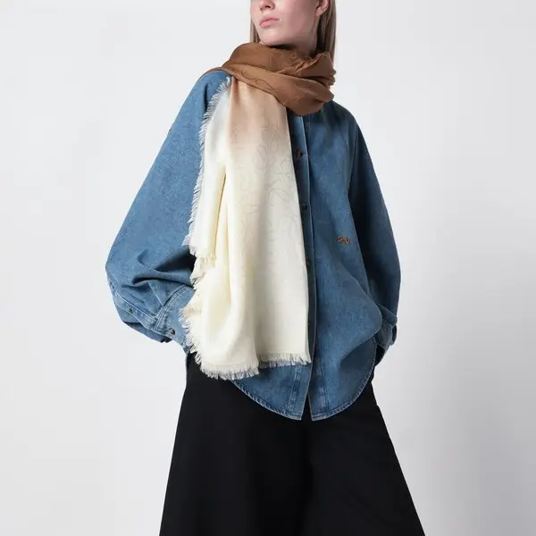 Loewe Wool And Silk Jacquard Scarf With Fringe