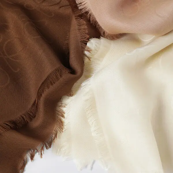 Loewe Wool And Silk Jacquard Scarf With Fringe