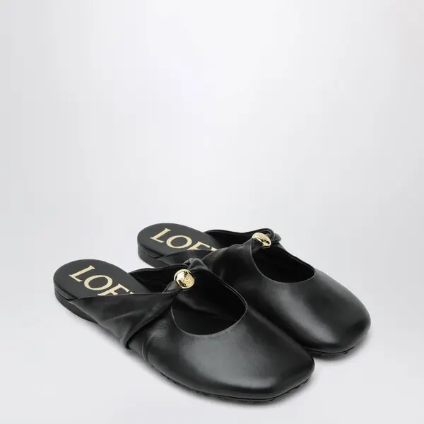 Loewe Pebble Sabots In Soft Lamb Nappa Leather - Black