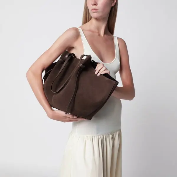 Yuzefi Large Mochi Bag In Suede Leather - Brown
