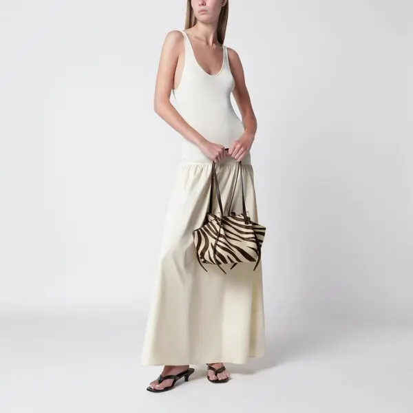 Yuzefi Mochi Zebra Print Pony Hair Leather Shoulder Bag