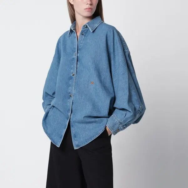 Loewe Washed Cotton Denim Shirt - Light Blue