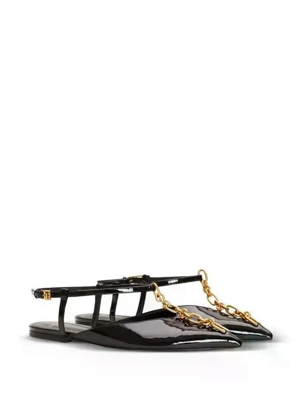Balmain Sync Chain Patent Leather Slingback Sandals