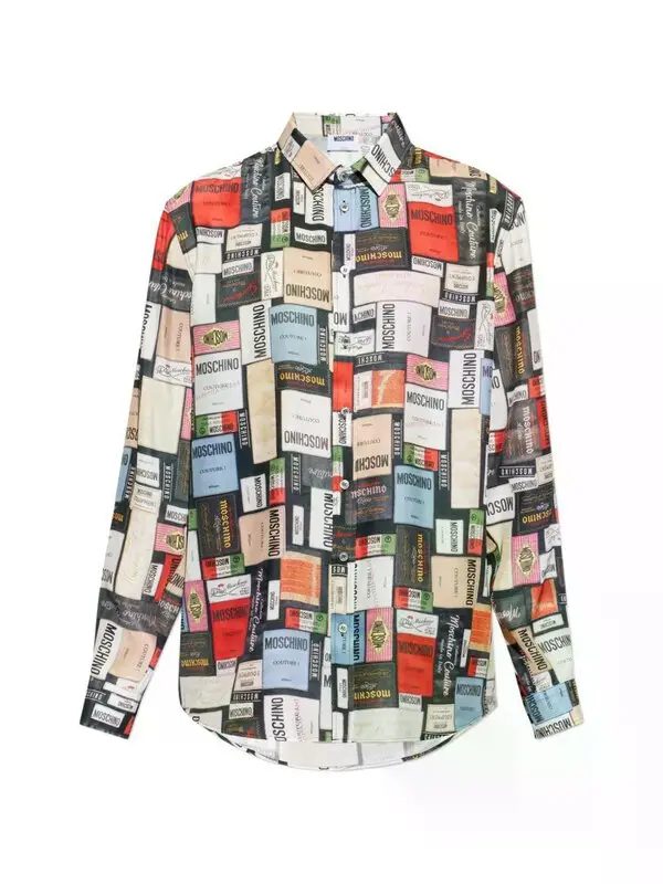 Moschino Label-print Silk Shirt - Black