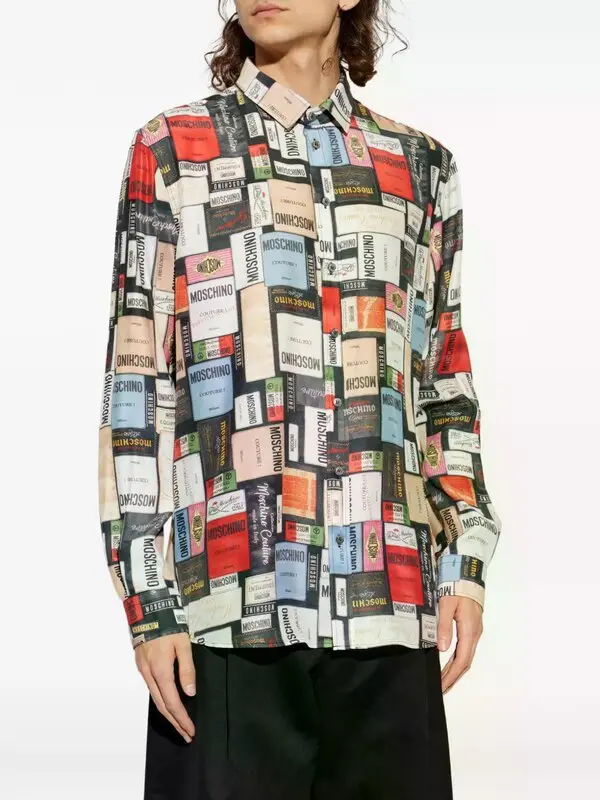 Moschino Label-print Silk Shirt