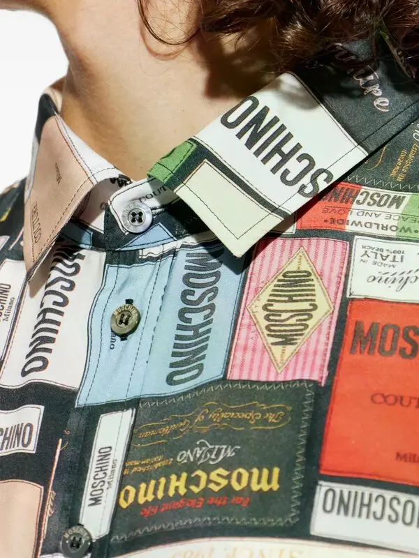 Moschino Label-print Silk Shirt