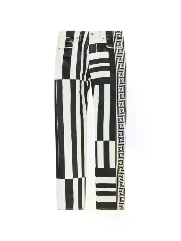 Versace Greca Print Jeans - Black