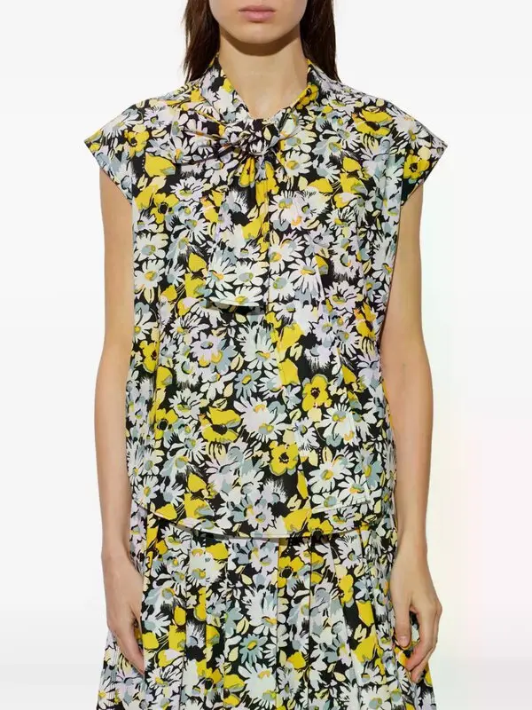 Marni Floral Print Pussy-bow Top