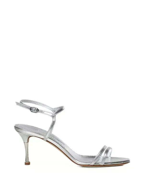 Manolo Blahnik Metallic Strappy Sandals - Silver