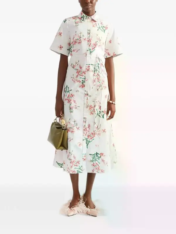 Erdem Floral-print Cotton-poplin Midi Dress - White