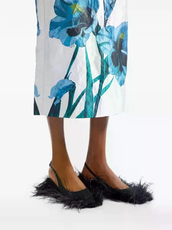 Erdem Floral Print Textured Midi Skirt