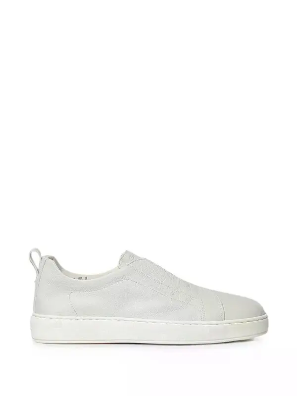 Santoni Grained Leather Slip-on Sneakers