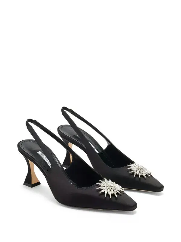 Manolo Blahnik Ronconasli Crystal-embellished Slingback Pumps - Black