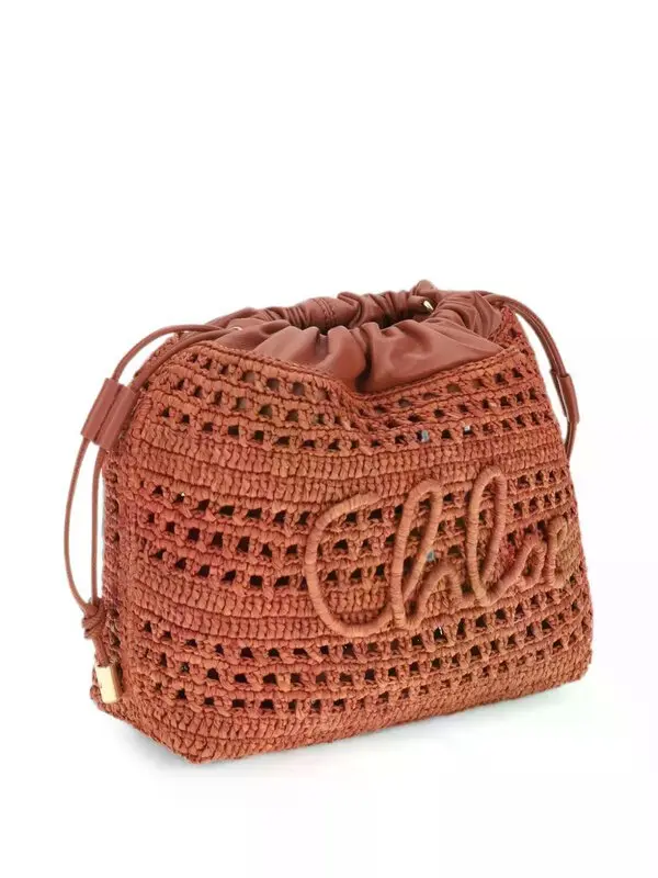 Chloé Crochet-knit Logo-embroidered Shoulder Bag - Brown
