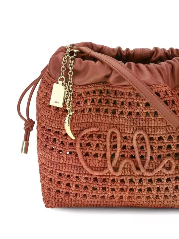 Chloé Crochet-knit Logo-embroidered Shoulder Bag - Brown