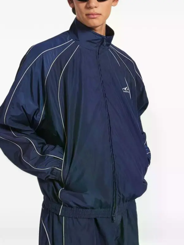 Balenciaga Piping Detail Tracksuit Jacket - Blue
