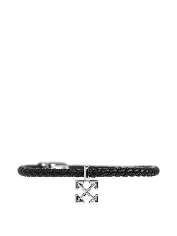 Off-White Braided Leather Arrows Bracelet - Silver