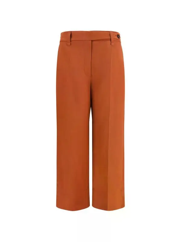 Brunello Cucinelli Cigarette Pressed-crease Wide-leg Trousers - Orange