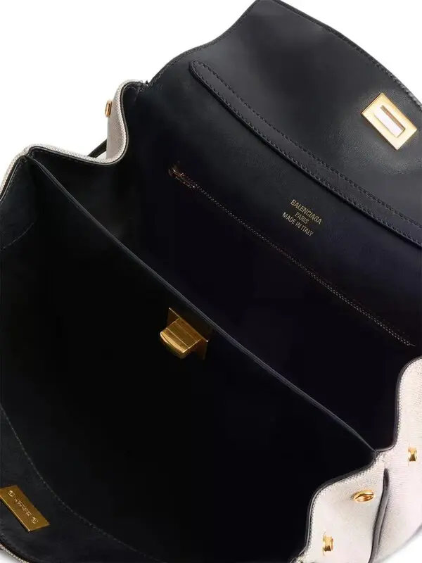 Balenciaga Rodeo Small Linen And Leather Tote Bag