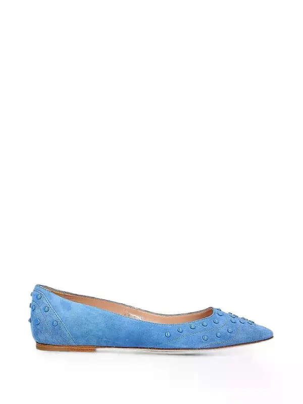 TOD'S Velvety Studded Suede Ballerina Flats