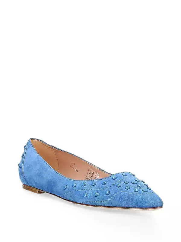 TOD'S Velvety Studded Suede Ballerina Flats
