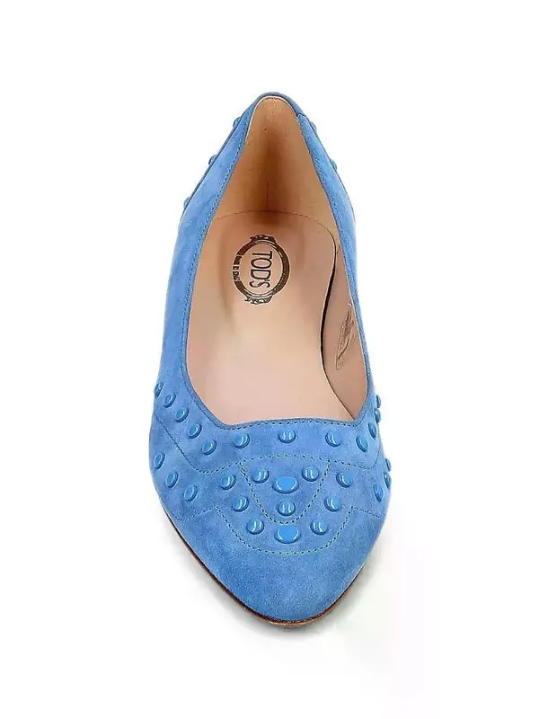 TOD'S Velvety Studded Suede Ballerina Flats